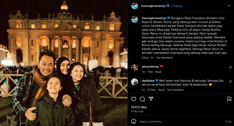 Liburan ke Roma, Hanung Bramantyo Ikut Rasakan Malam Natal. Unggahannya ...